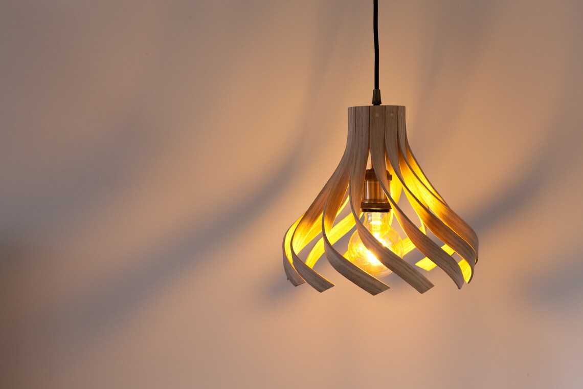 Steam Bent Wood Pendant Lamp - Etsy