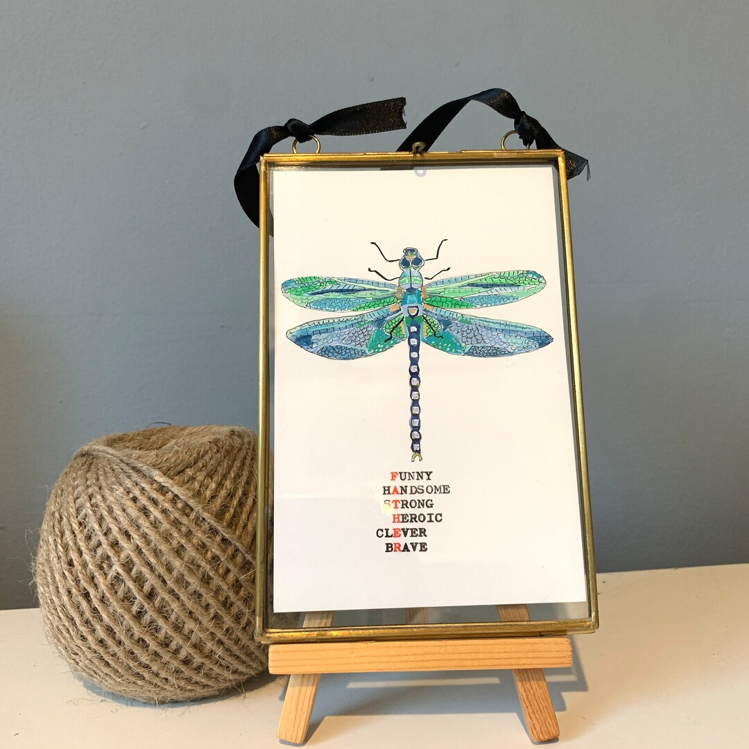 Hand Painted and Framed Dragonfly Artwork, Gift for Fathers. - Etsy
