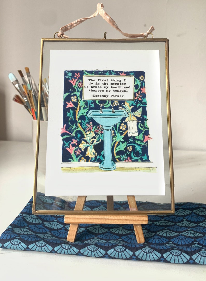 Hand Painted and Framed Giclee Print of My Bathroom Artwork With ...
