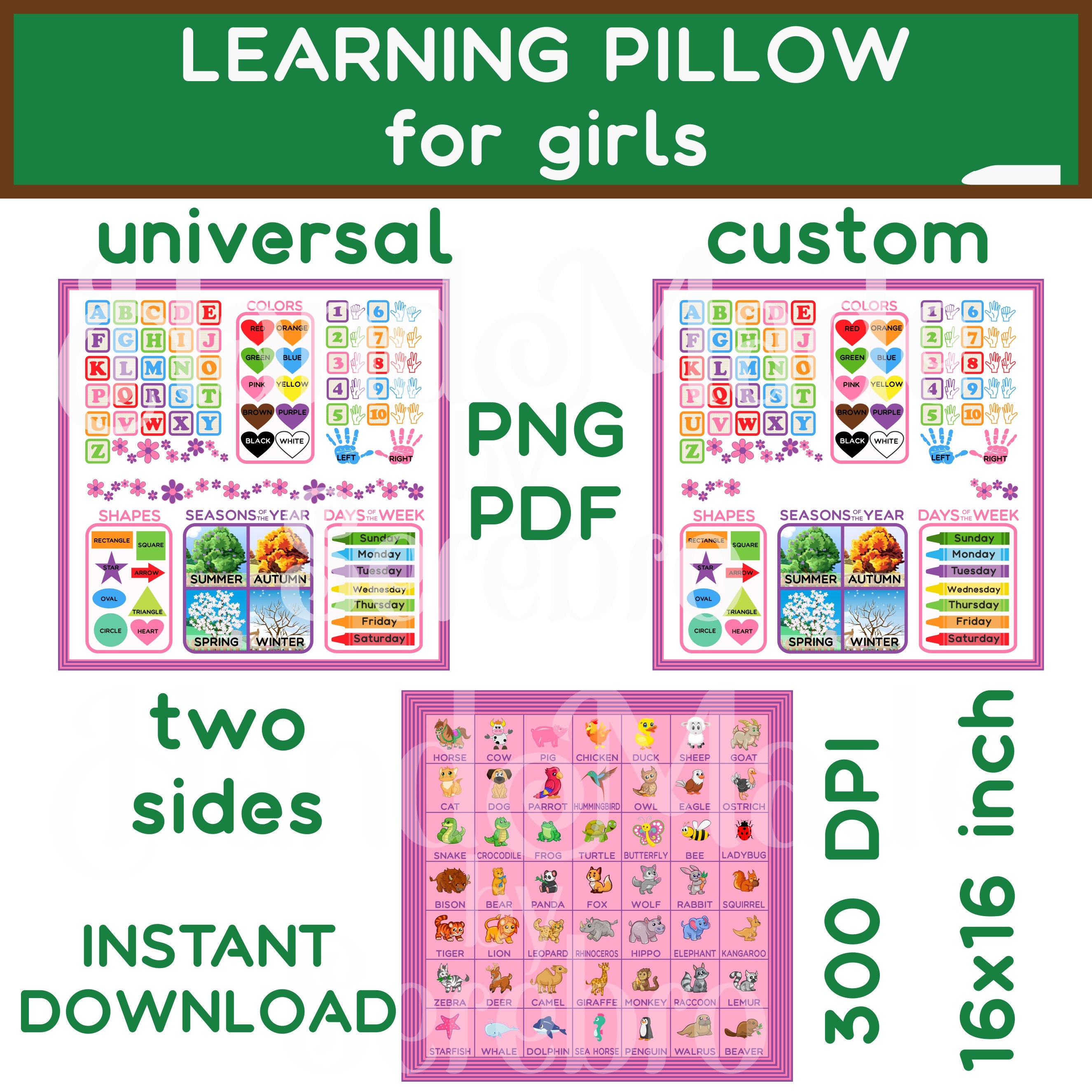 Learning Pillow PNG Learning Design Pre K Gift for Girl Sublimation ...