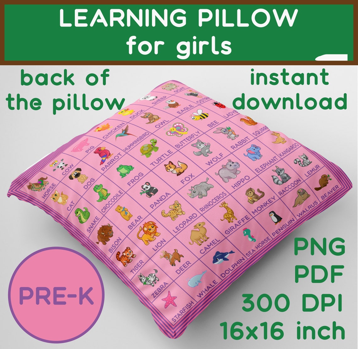 Learning Pillow PNG Learning Design Pre K Gift for Girl Sublimation ...