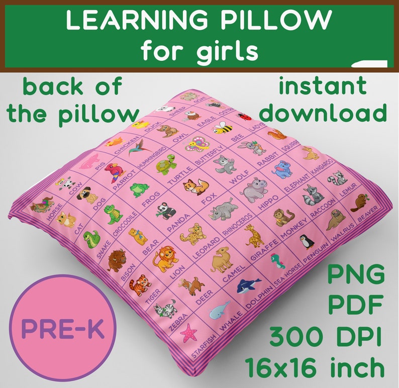 Learning Pillow PNG Learning Design Pre K Gift for Girl Sublimation ...