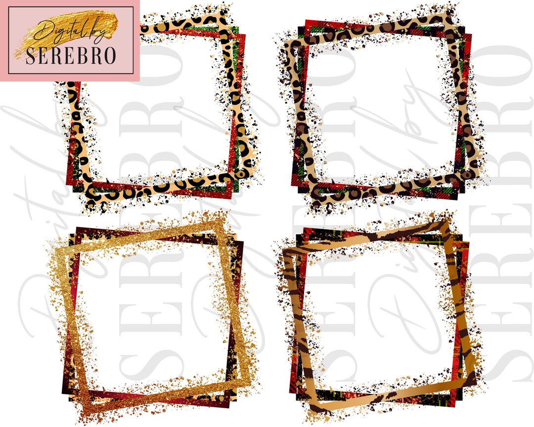 Christmas Border Leopard Border Red Buffalo Plaid Glitter Christmas Png ...