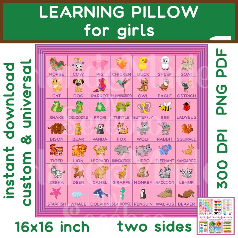 Learning Pillow PNG Learning Design Pre K Gift for Girl Sublimation ...