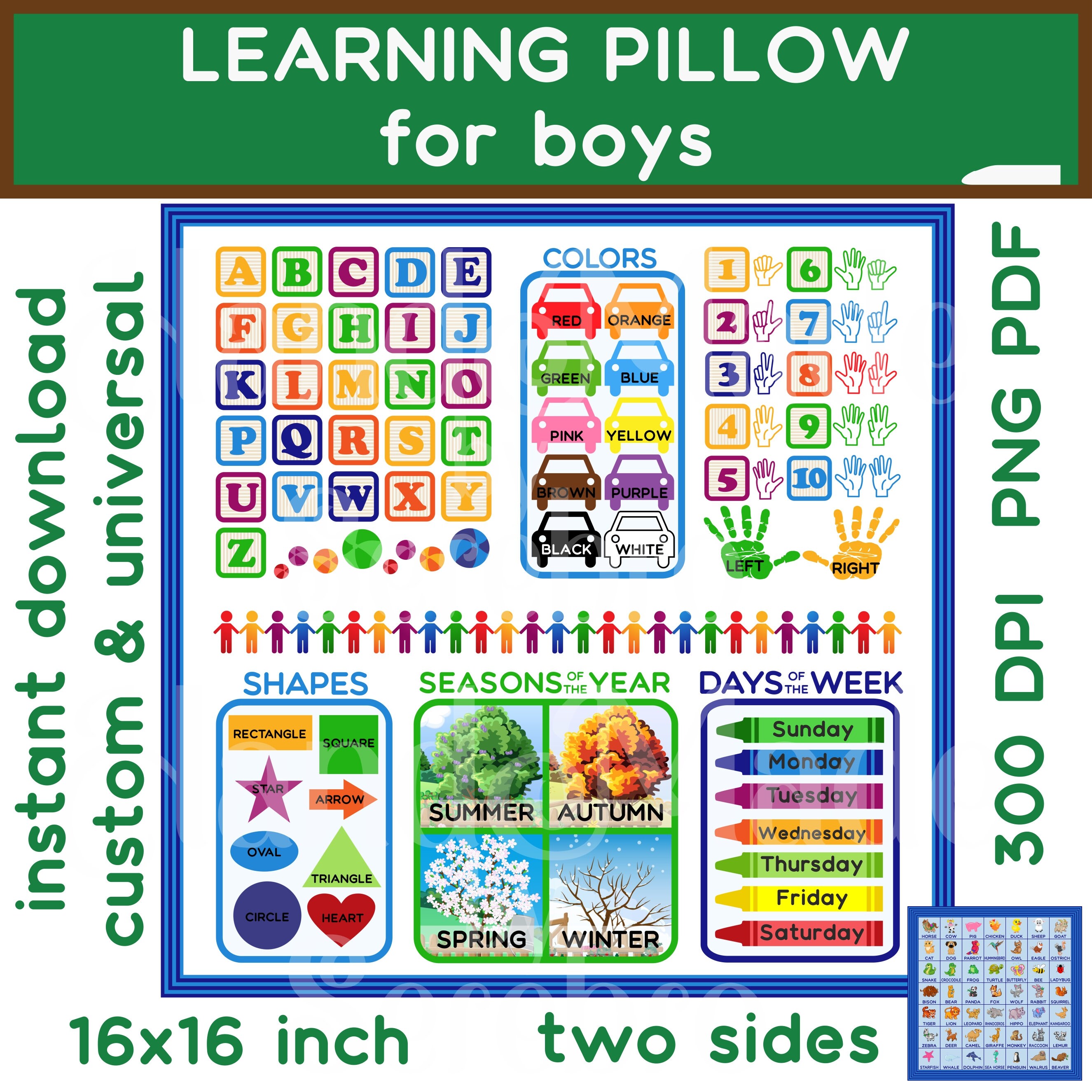 Learning Pillow PNG Learning Design Pre K Gift for Boys Sublimation ...