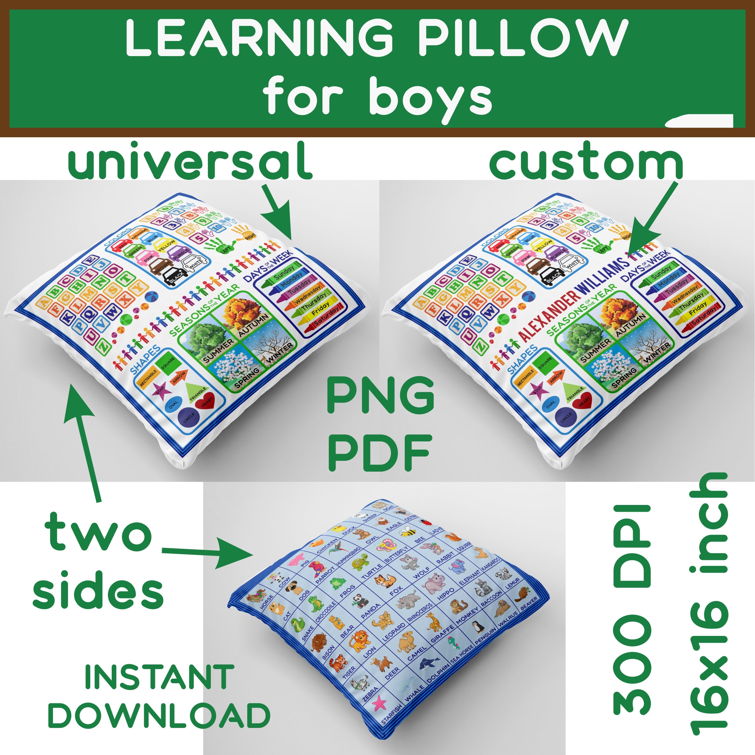 Learning Pillow PNG Learning Design Pre K Gift for Boys Sublimation ...