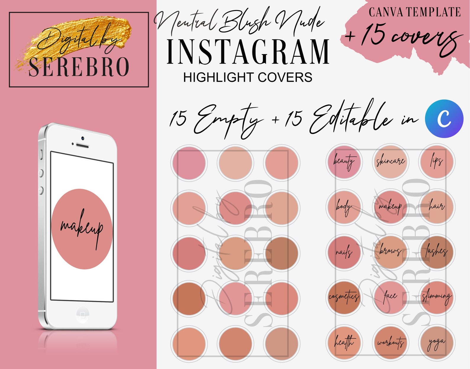 Neutral highlights Instagram Canva Blush Instagram highlight | Etsy