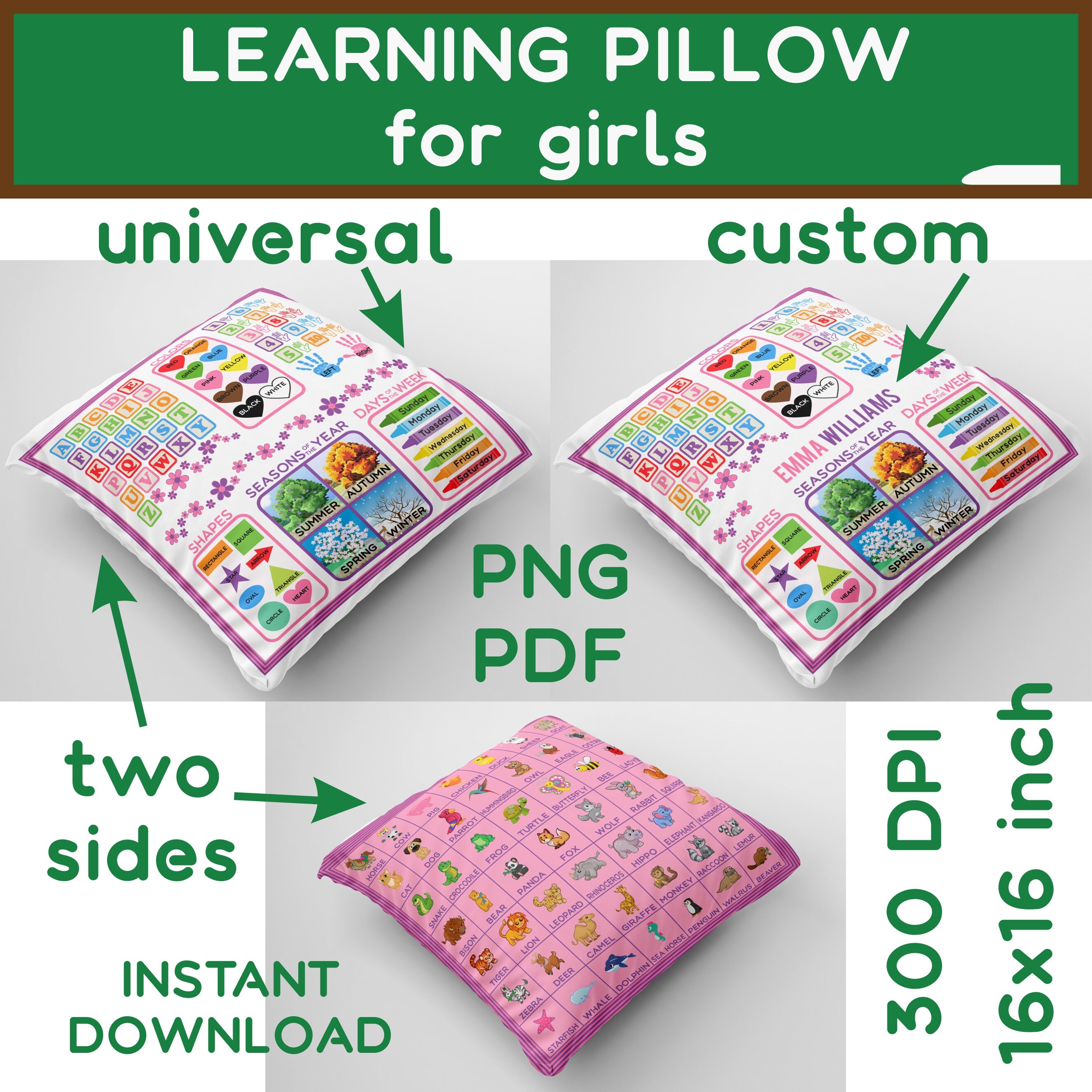 Learning Pillow PNG Learning Design Pre K Gift for Girl Sublimation ...