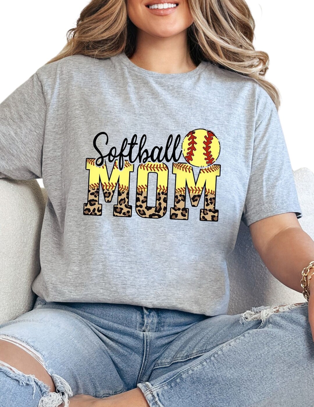 SOFTBALL MOM Leopard T-shirt, Softball Mom Gift, Sports Mom Tee ...