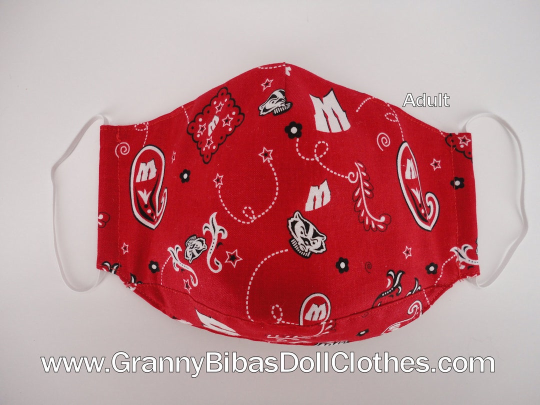 Wisconsin Badgers Face Mask Youth & Adult Size Reusable Washable ...