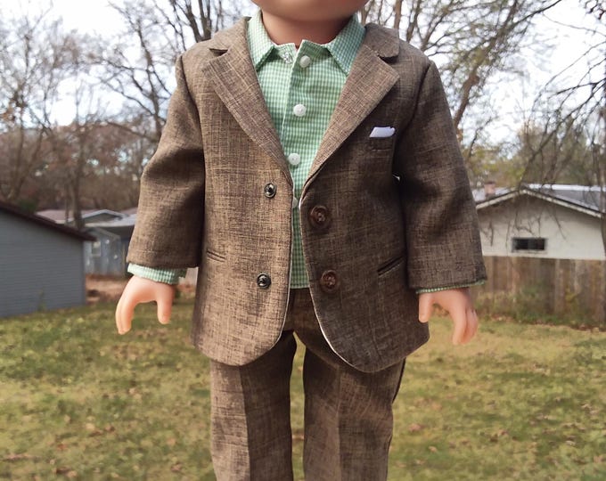 Made for 18 Inch Size Boy Dolls, Mr. Business Casual Brown Suit Outfit ...