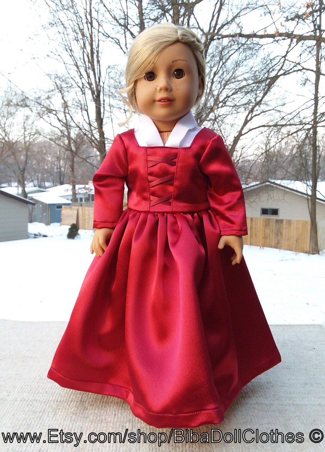 Made for 18 Inch Size Dolls, Valentine Red Colonial Corset Style Rococo ...