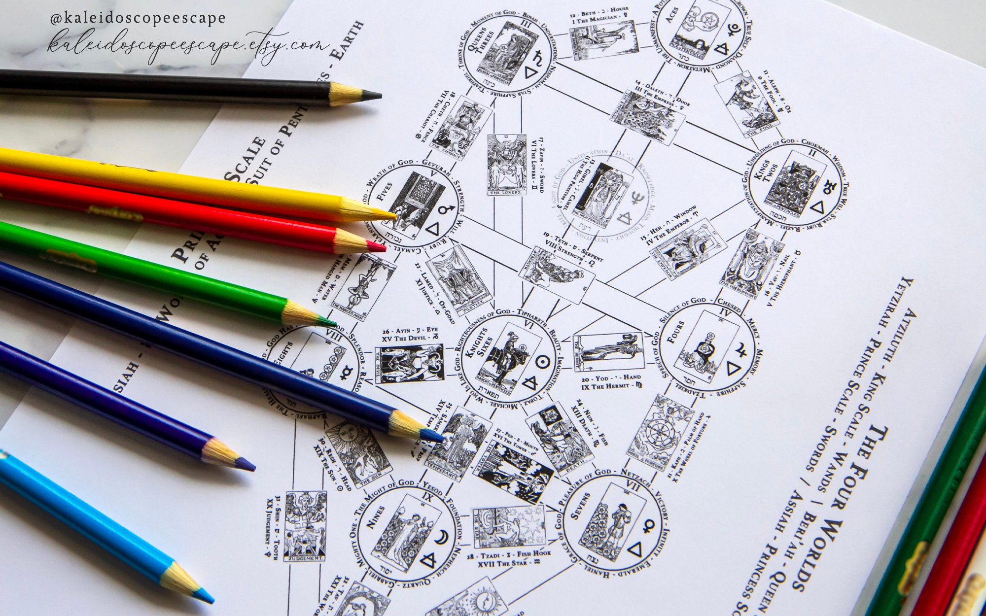 Qabalah Tarot Tree of Life Coloring Pages | Instant Download, Digital ...