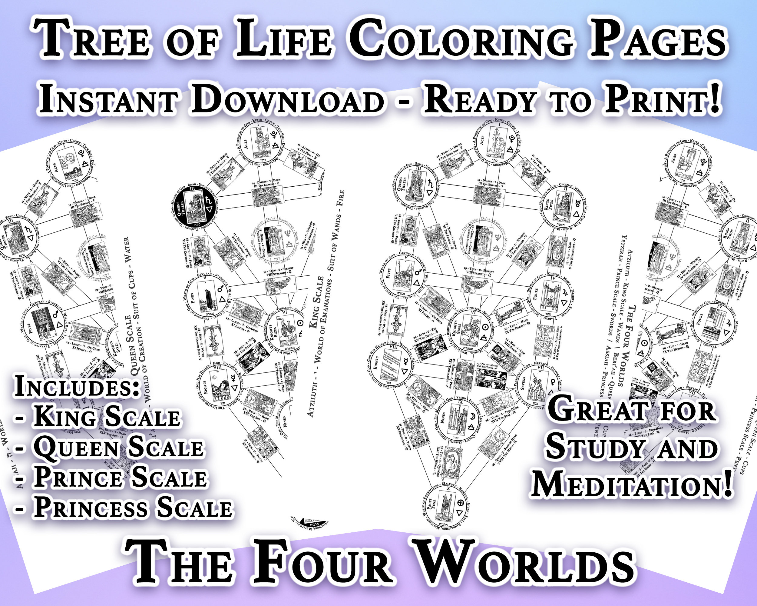 Qabalah Tarot Tree of Life Coloring Pages | Instant Download, Digital ...