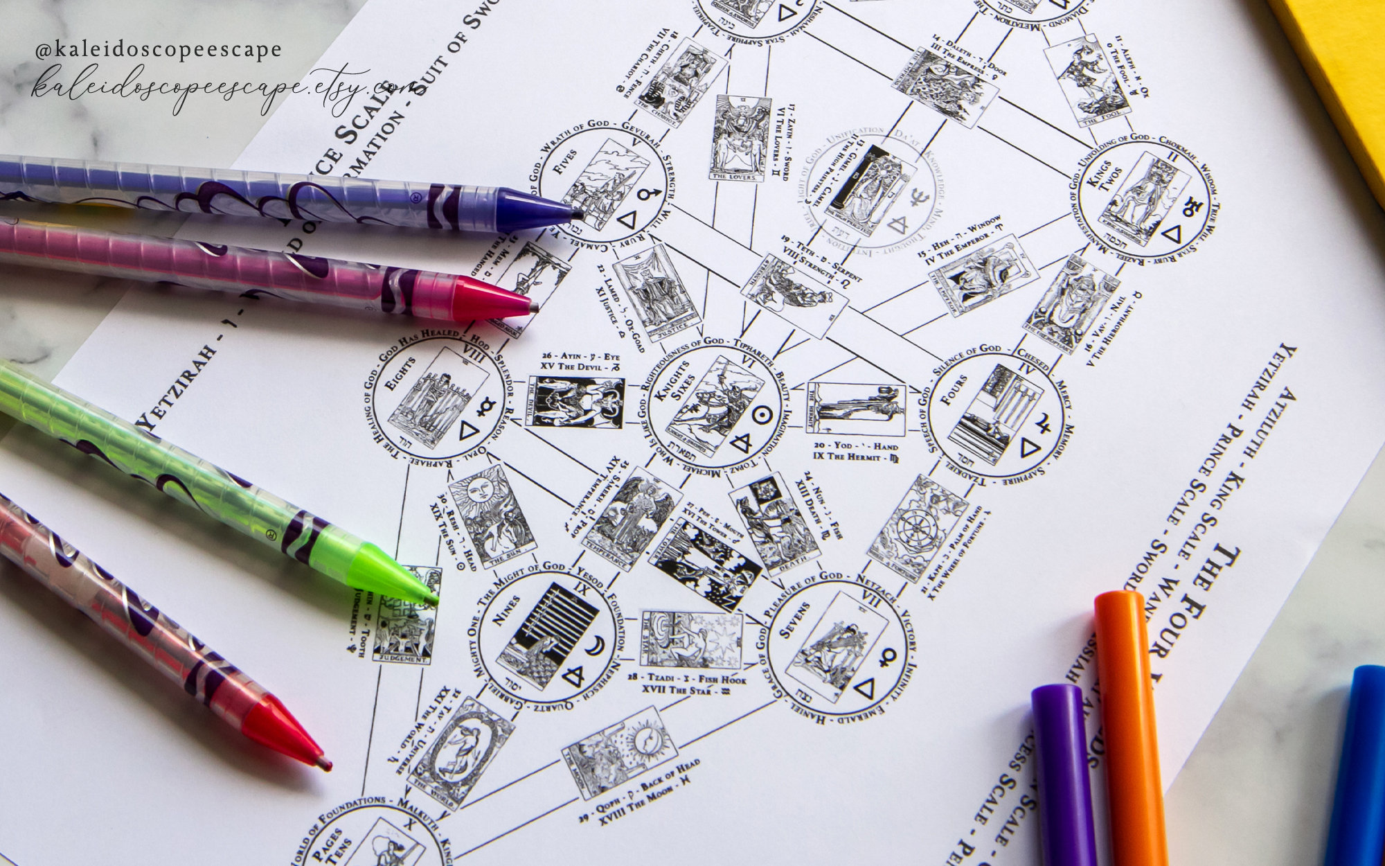 Qabalah Tarot Tree of Life Coloring Pages | Instant Download, Digital ...