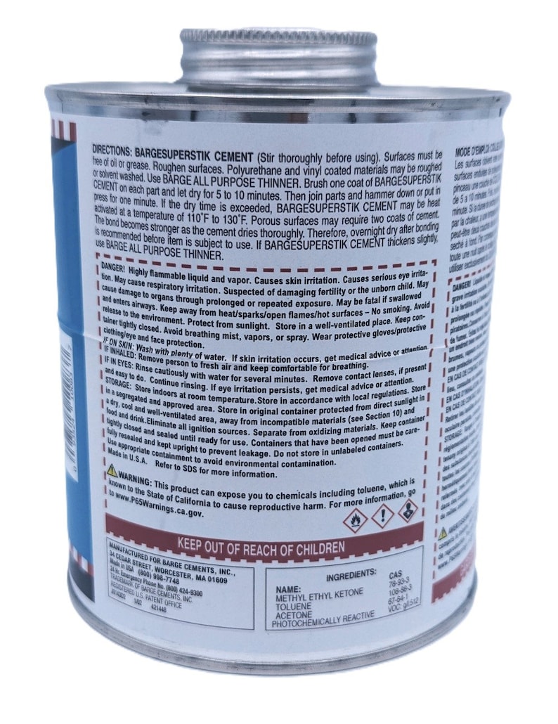 BARGE ADHESIVE/ All Purpose / Infinity /toluene Free (TF) / Quart ...
