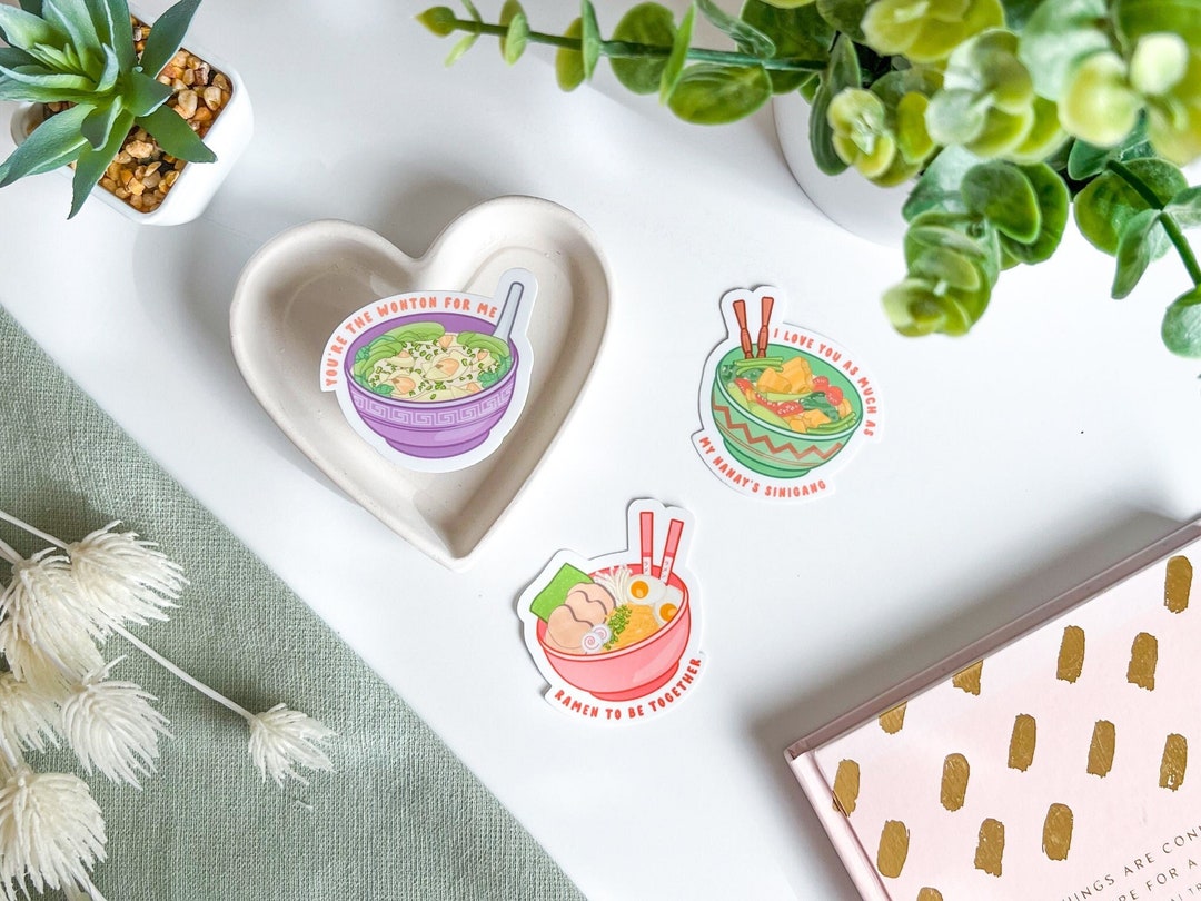 Cute, Colorful Good Soup (ramen, Sinigang, Wonton Soup) Vinyl Stickers ...