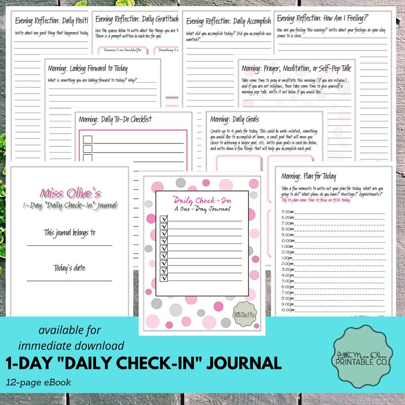 Daily Check-In: A One-Day Journal | Etsy