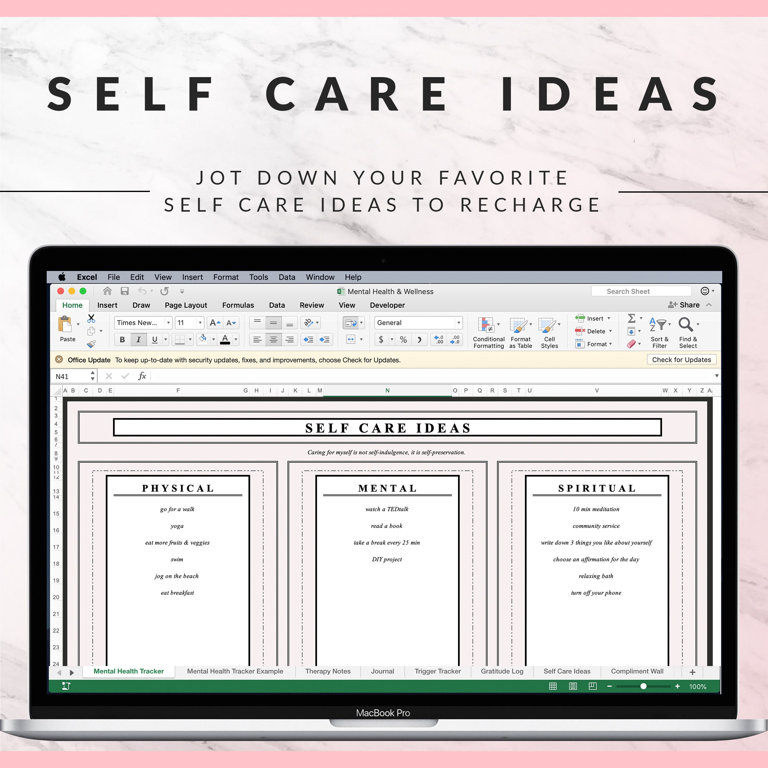 Mental Health Journal Wellness Planner Pink Therapy | Etsy