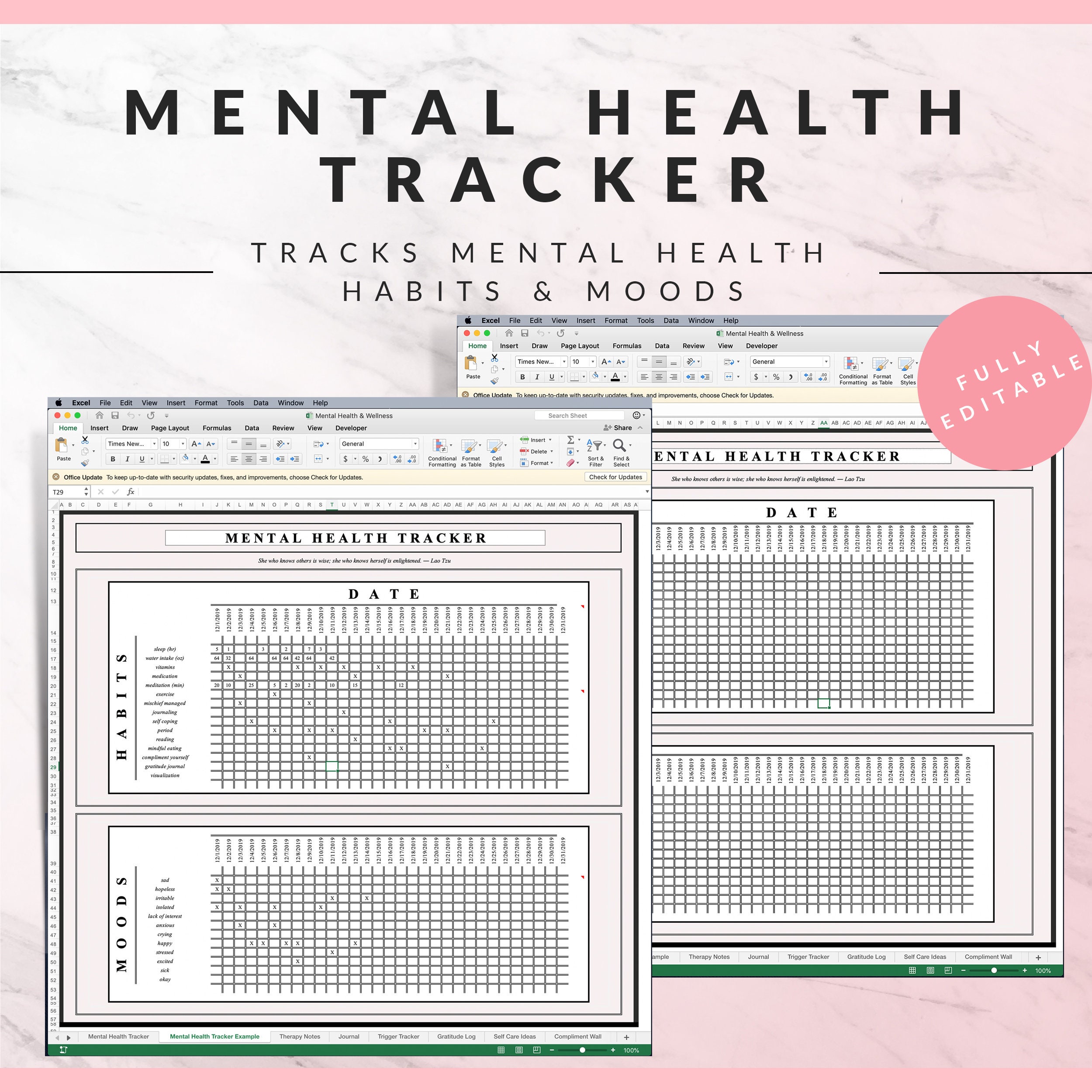 Mental Health Journal Wellness Planner Pink Therapy | Etsy