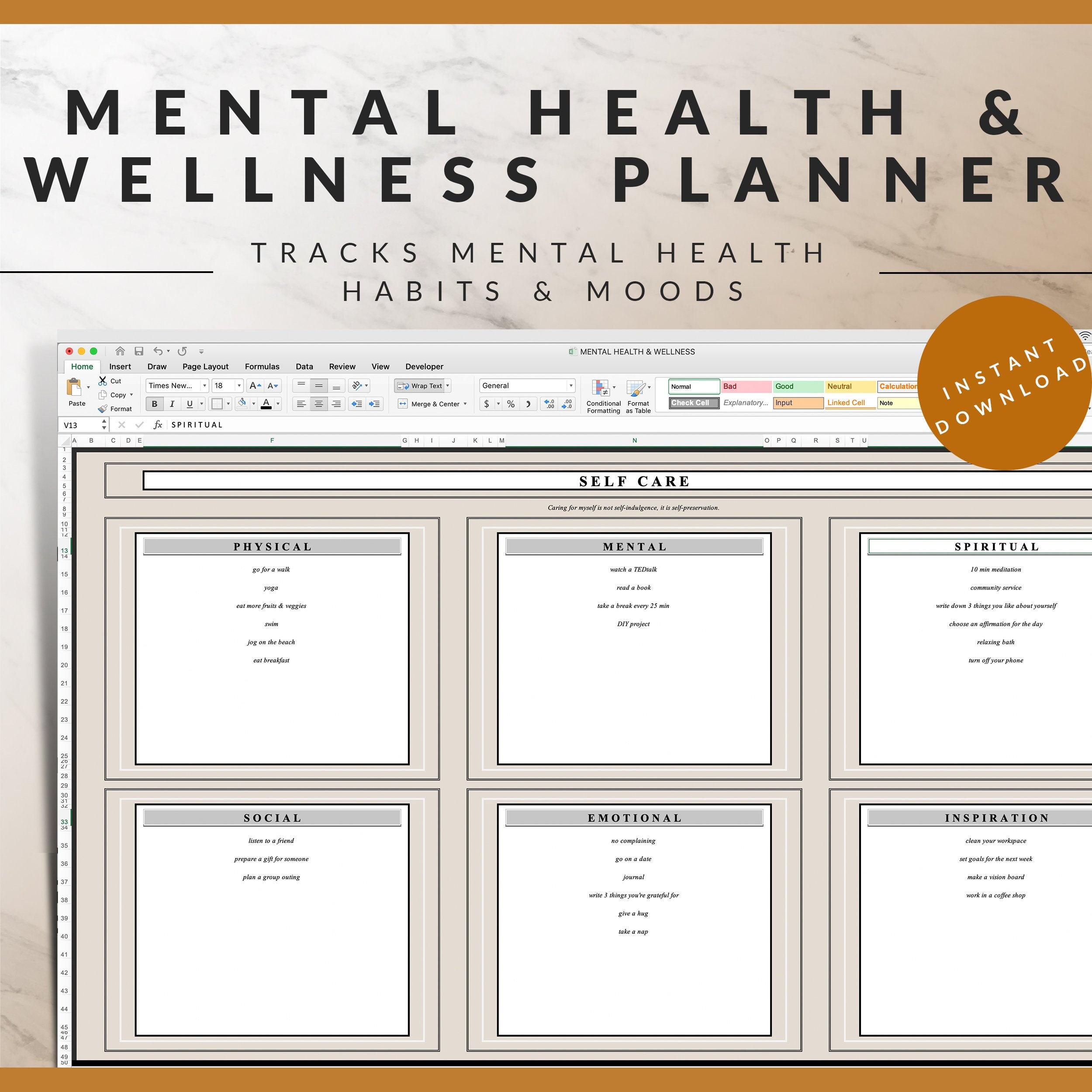 Paper Peach Planner Half Letter Health Planner Daily Mental Wellness ...