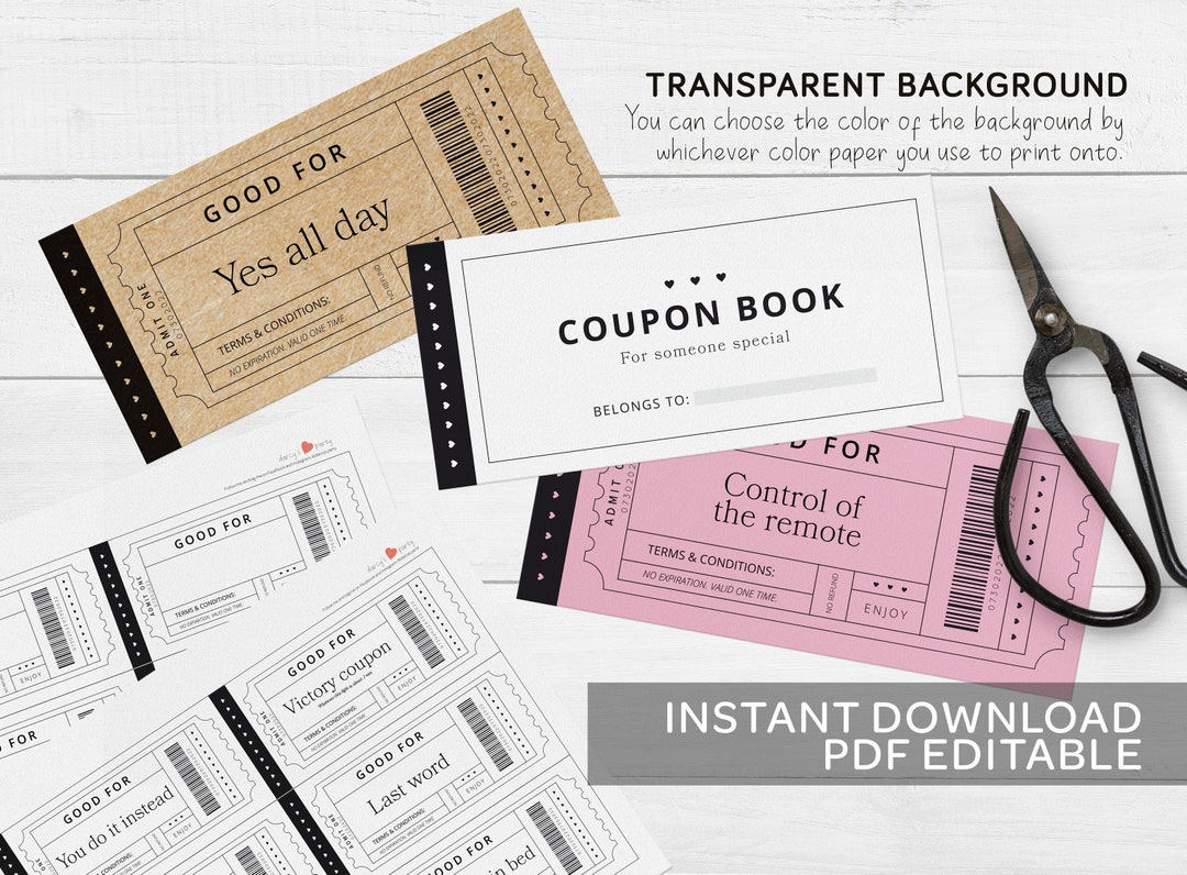 Coupon Book Template, Love Coupon Book, Printable Coupon Book ...