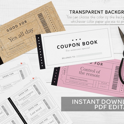 Valentines Day Coupon Book Printable Love Coupons Romantic - Etsy