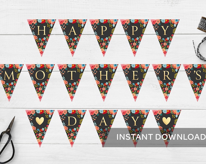 Printable Mother's Day Banner | Instant Download Happy Mother's Day ...