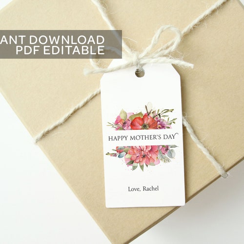 Mother's Day Printable Gift Tags Floral Happy - Etsy