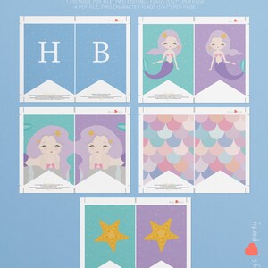 Mermaid Birthday Decoration,editable Printable Banner,mermaid Happy ...
