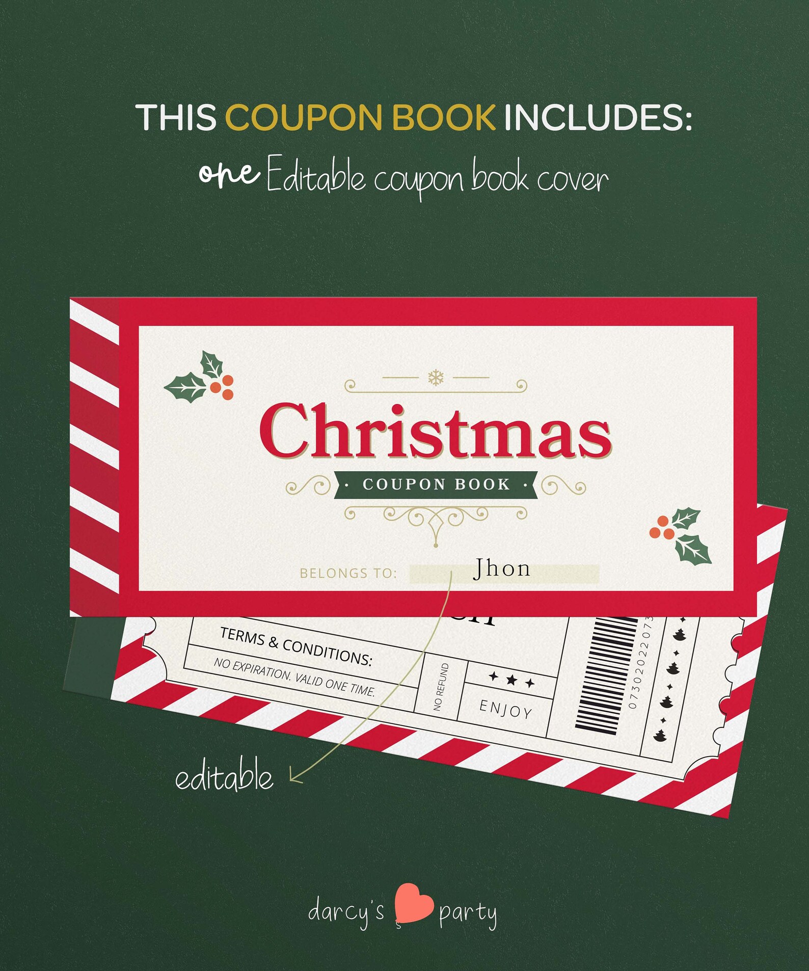 EDITABLE Christmas Coupon Book Christmas Coupon | Etsy
