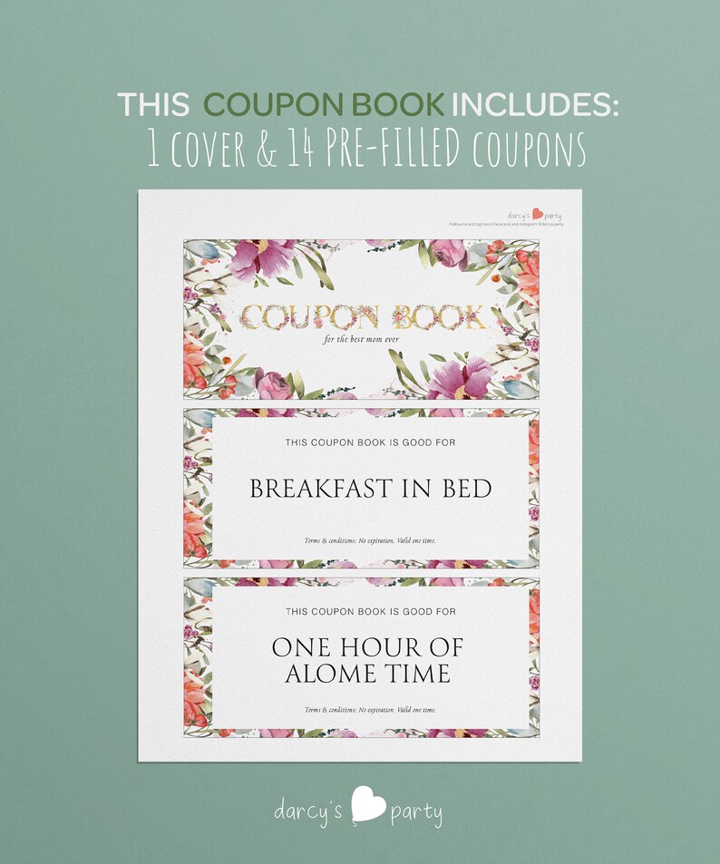 Mother's Day Gift Coupon Book for Mom Mom Coupons | Etsy