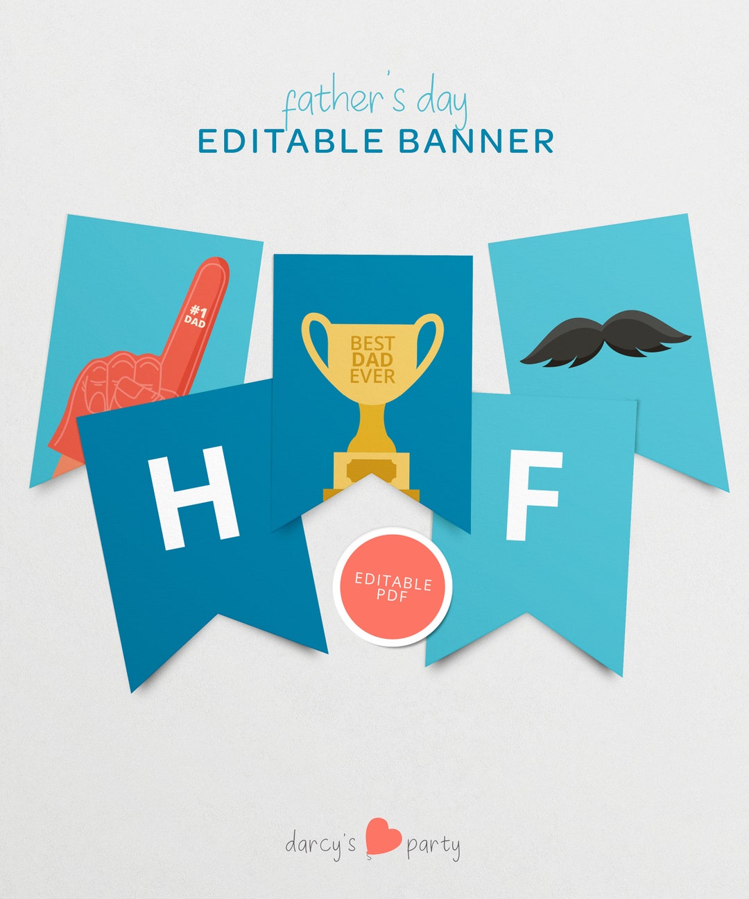 Fathers Day Banner Printable, Happy Father's Day Banner, Fathers Day ...