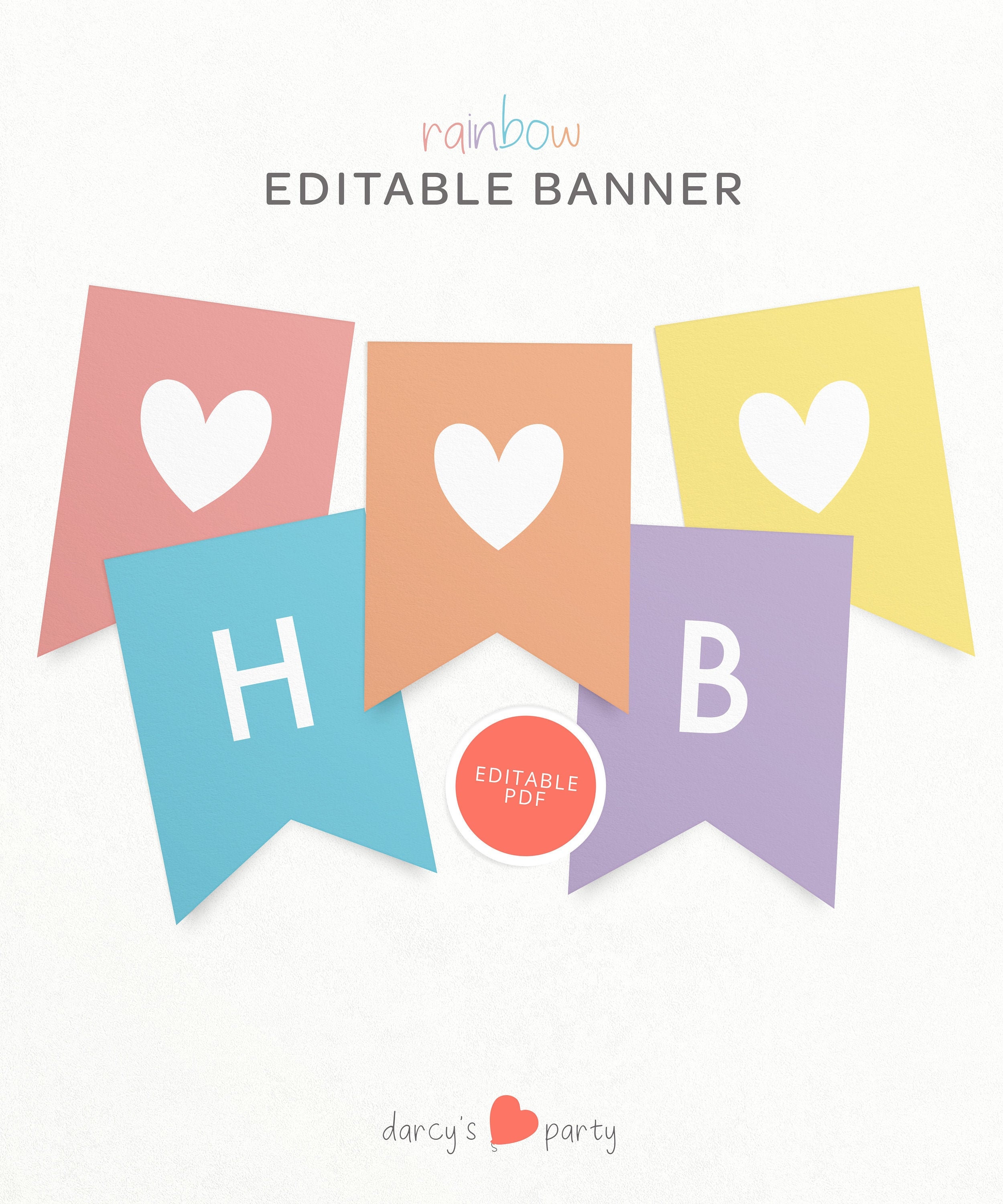 EDITABLE Printable Banner Multi-coloured Happy Birthday | Etsy