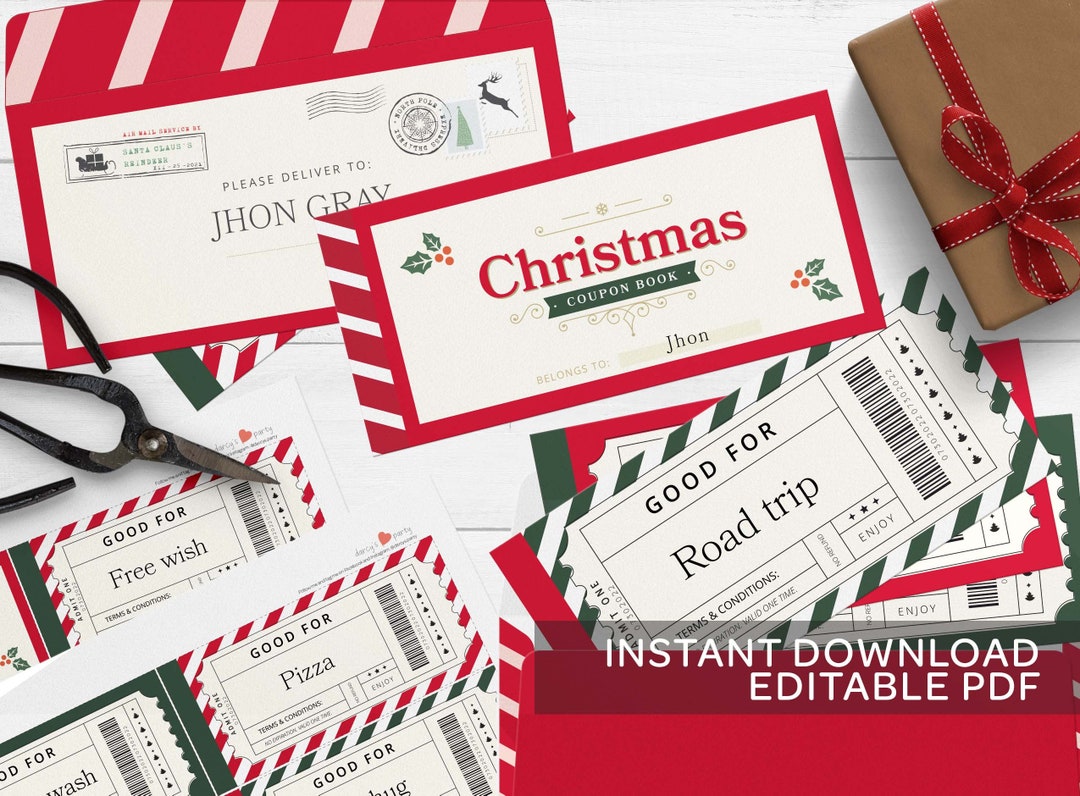 EDITABLE Christmas Coupon Book, Christmas Coupon Template,printable ...