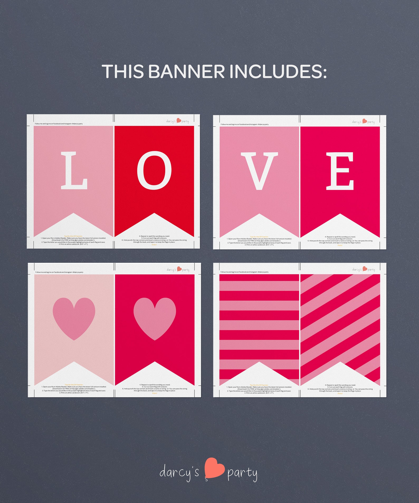 Love Banner Hearts Bunting Garland Valentines Party - Etsy