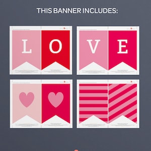 Love Banner, Hearts Bunting Garland, Valentines Party Decorations ...