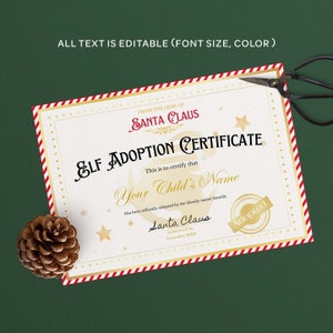 Elf Adoption Certificate Template Elf Arrival Letter From Santa ...