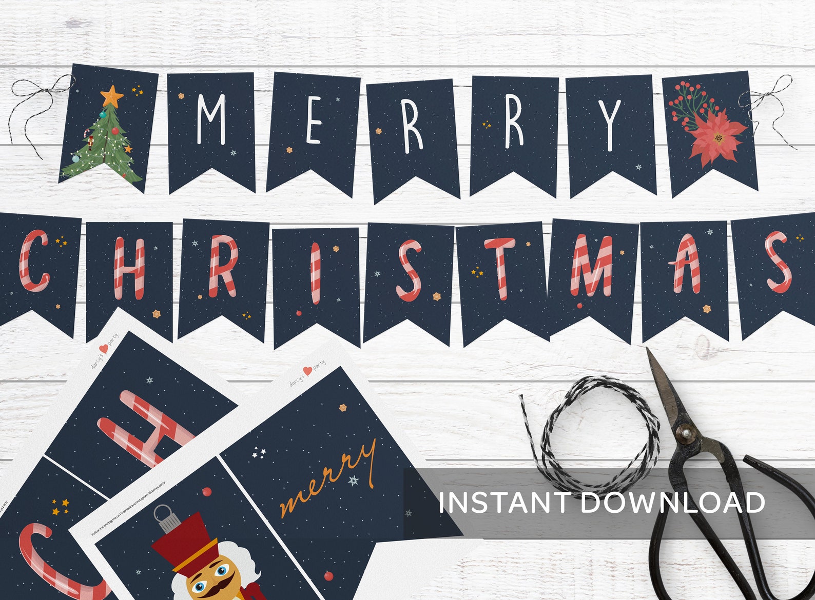 Merry Christmas Banner Merry Christmas Bunting Garland | Etsy