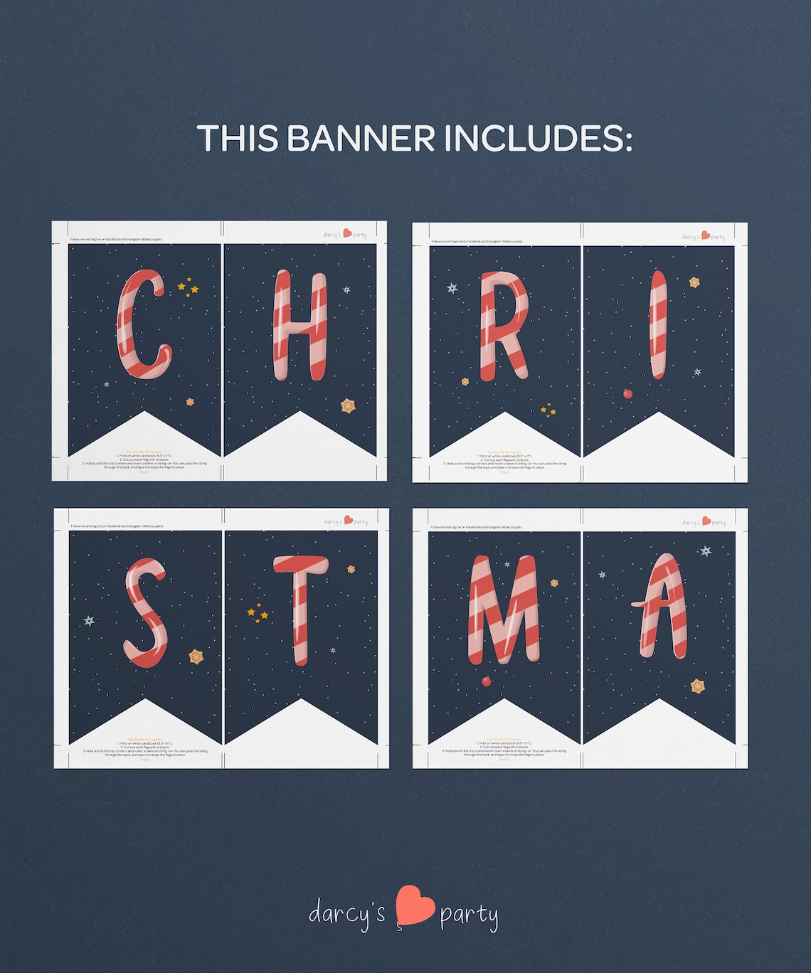 Merry Christmas Banner Merry Christmas Bunting Garland | Etsy