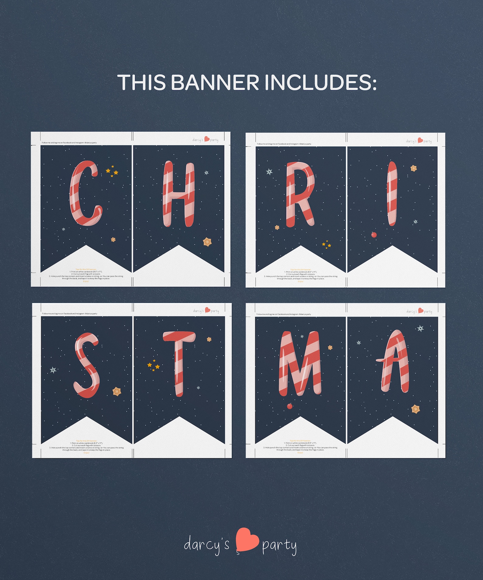 Merry Christmas Banner Merry Christmas Bunting Garland | Etsy