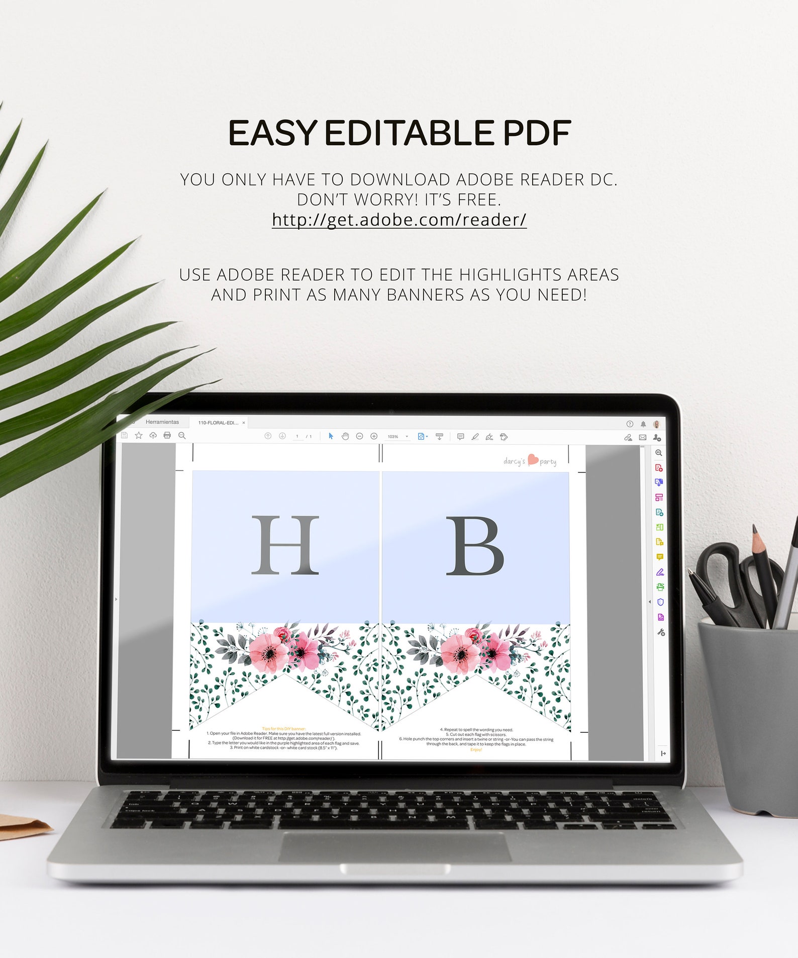 Printable Happy Birthday Banner Floral Birthday Decoration - Etsy