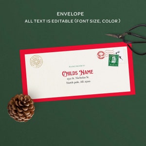 Printable North Pole Mail Envelope Editable Letter From Santa Envelope ...