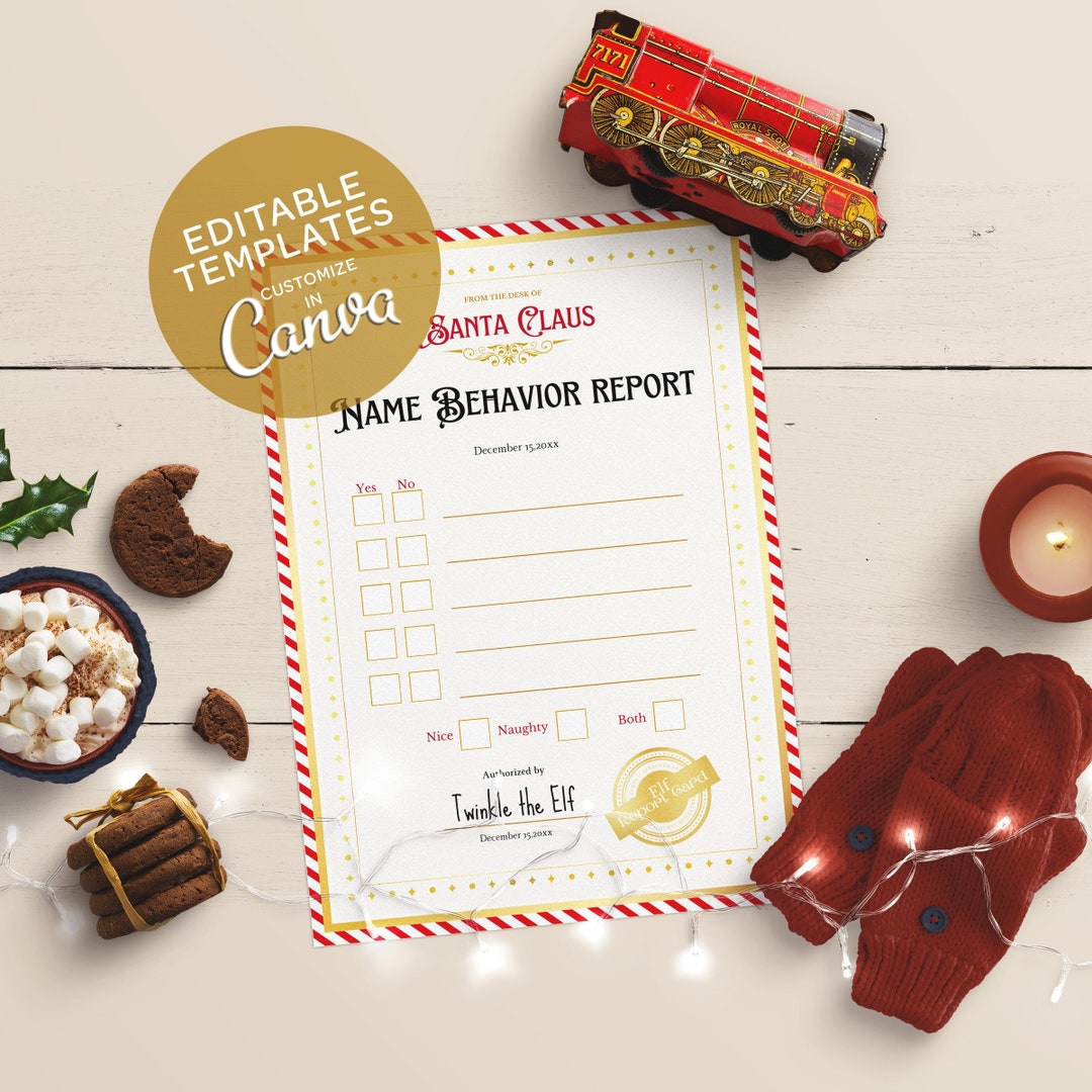 Elf Behavior Report Card Printable Template Elf Warning Letter Letter ...
