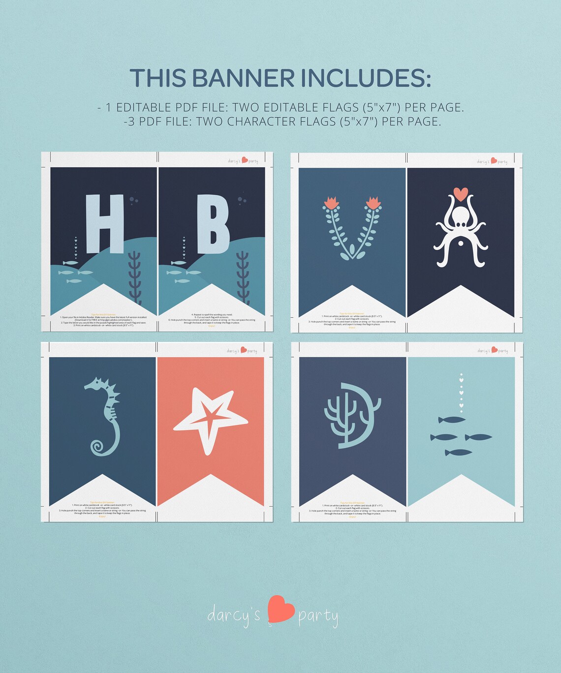 Banner Digitaleditable Printable Bannerunder the Sea Party - Etsy