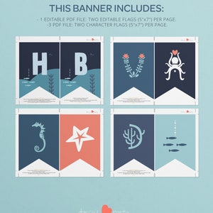 Banner Digital,editable Printable Banner,under the Sea Party Decoration ...