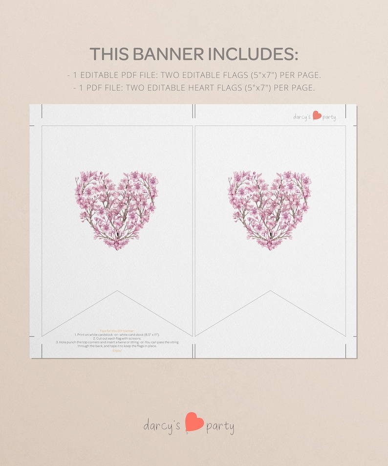 Hearts Banner, Love Bunting Garland, Mother's Day Decorations ...