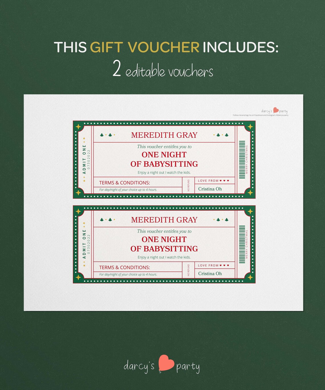 Printable Christmas Coupon Template Gift Couponchristmas | Etsy