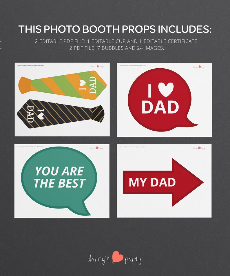 Printable Father's Day Photo Booth Props Father's Day - Etsy