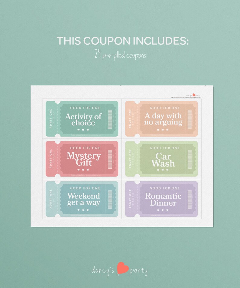 Coupon Book Template Birthday Love Coupon Book Printable - Etsy